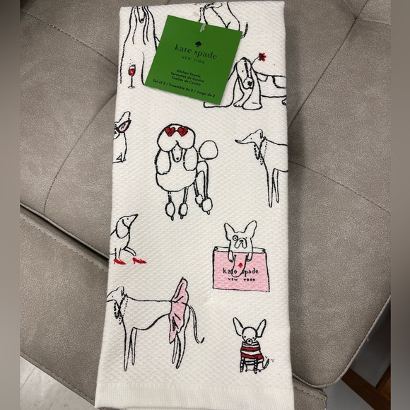 kate spade | Kitchen | Kate Spade Valentine Dogs Poodle Kitchen Towels ...
